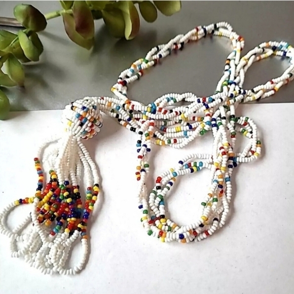 Jewelry | Native American Colorful Handmade Beaded Tassel Necklace ...